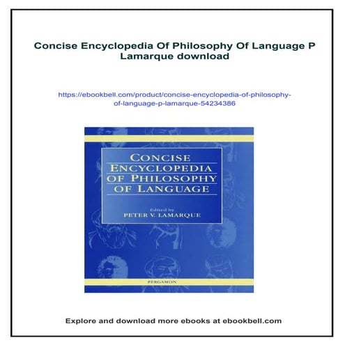 Concise Encyclopedia Of Philosophy Of Language P Lamarque | PDF