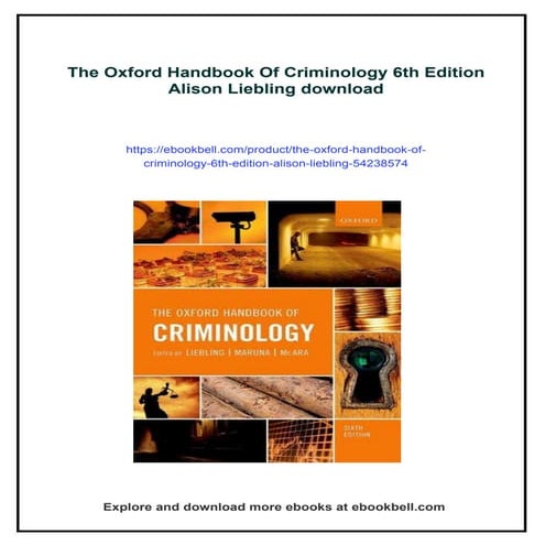 The Oxford Handbook Of Criminology 6th Edition Alison Liebling | PDF