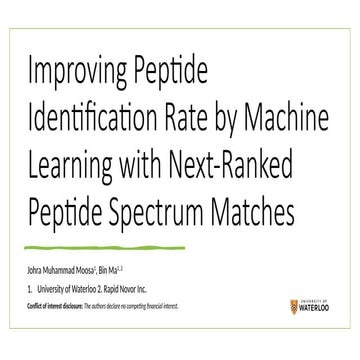 Improving Peptide Identification Rate By Machine Learning With Next Ranked Peptide Spectrum