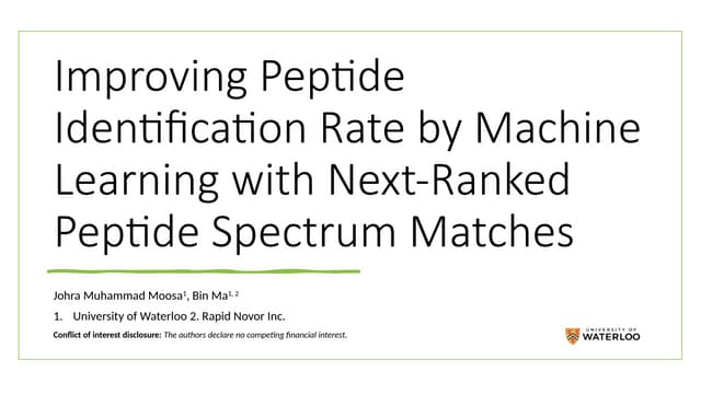Improving Peptide Identification Rate By Machine Learning With Next Ranked Peptide Spectrum