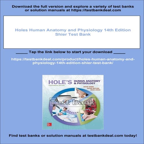 Holes Human Anatomy and Physiology 14th Edition Shier Test Bank | PDF