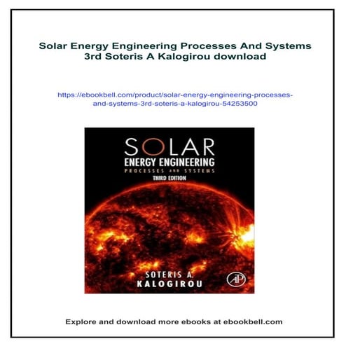Solar Energy Engineering Processes And Systems 3rd Soteris A Kalogirou ...