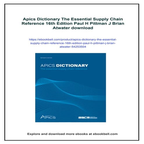 Apics Dictionary The Essential Supply Chain Reference 16th Edition Paul ...