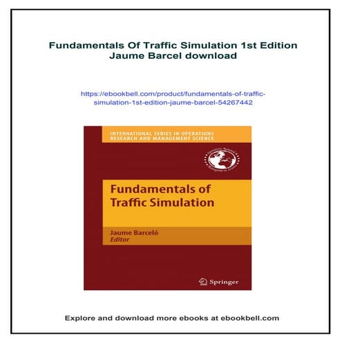 Fundamentals Of Traffic Simulation 1st Edition Jaume Barcel | PDF