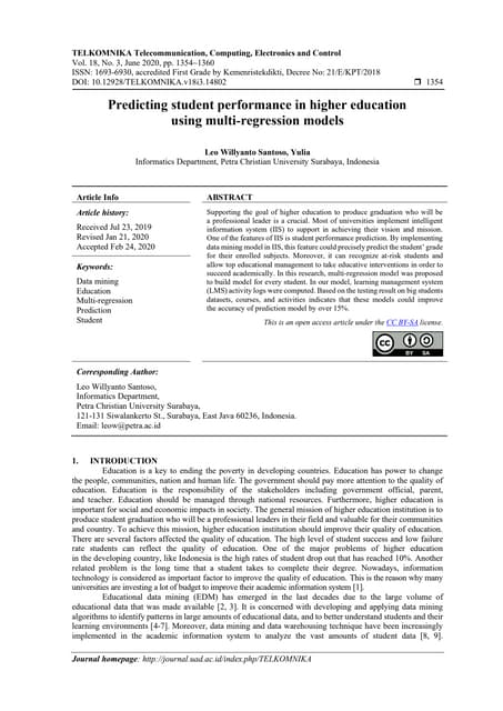 A comparative study of machine learning algorithms for virtual learning environment performance ...