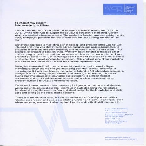 Lynn Allison reference by ALSG | PDF