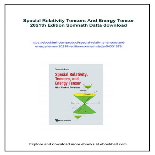 Special Relativity Tensors And Energy Tensor 2021th Edition Somnath Datta | PDF