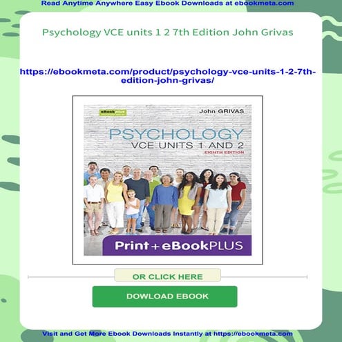 Psychology VCE units 1 2 7th Edition John Grivas | PDF