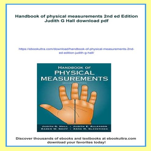 Handbook of physical measurements 2nd ed Edition Judith G Hall | PDF