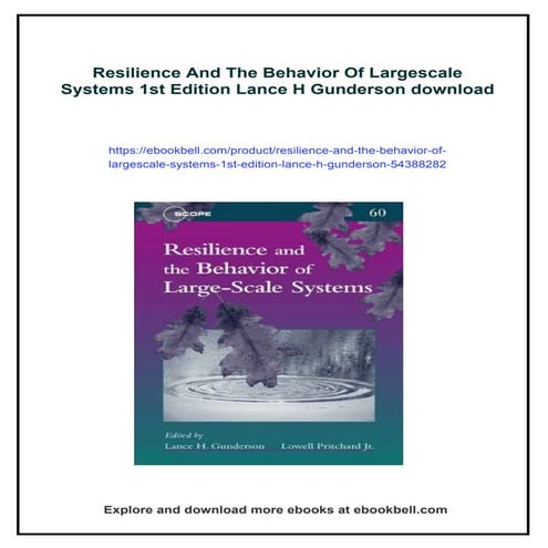 Resilience And The Behavior Of Largescale Systems 1st Edition Lance H ...