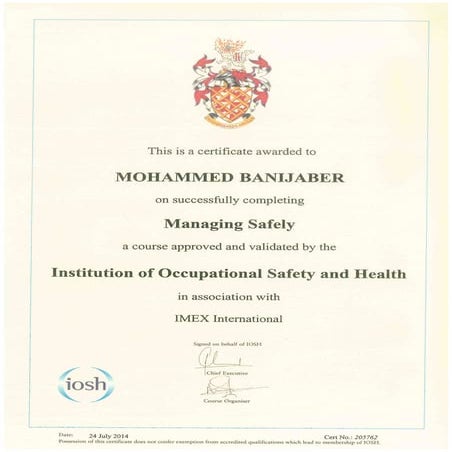 Iosh Managing Safely | PDF