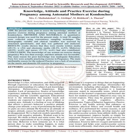 Knowledge, Attitude and Practice Exercise during Pregnancy among ...
