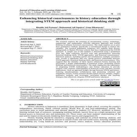 Enhancing historical consciousness in history education through ...
