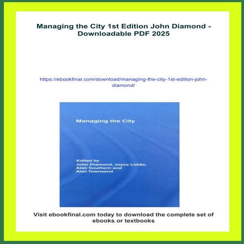 Managing the City 1st Edition John Diamond | PDF