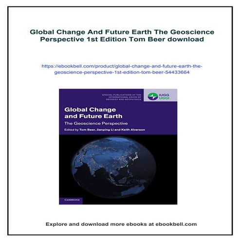 Global Change And Future Earth The Geoscience Perspective 1st Edition ...