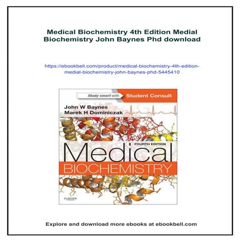 Medical Biochemistry 4th Edition Medial Biochemistry John Baynes Phd | PDF
