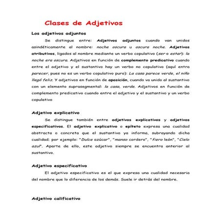 27229955 Clases De Adjetivos | PDF