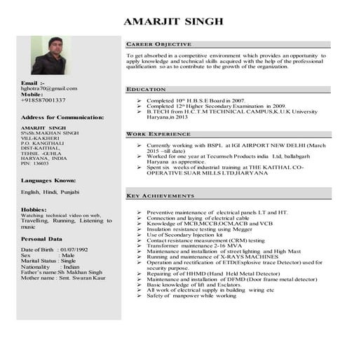 amarjit resume 2016 | DOCX