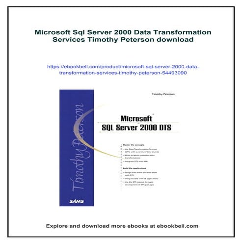 Microsoft Sql Server 2000 Data Transformation Services Timothy Peterson ...