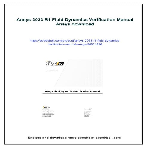 Ansys 2023 R1 Fluid Dynamics Verification Manual Ansys | PDF