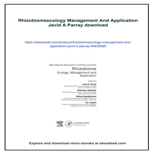Rhizobiomeecology Management And Application Javid A Parray | PDF