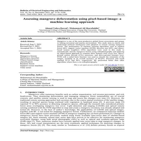 Assessing Mangrove Deforestation Using Pixel Based Image A Machine