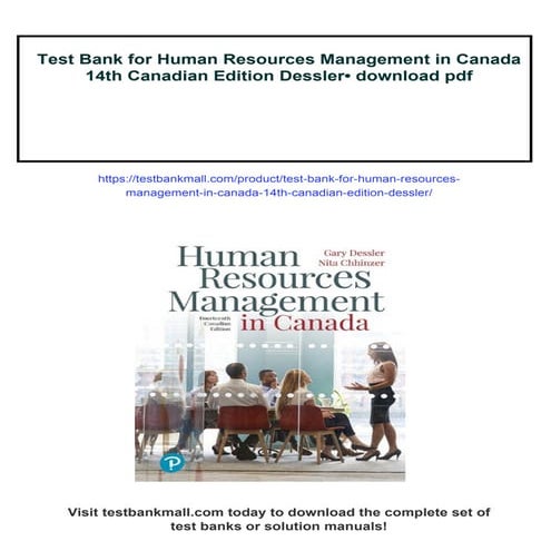 Test Bank for Human Resources Management in Canada 14th Canadian ...