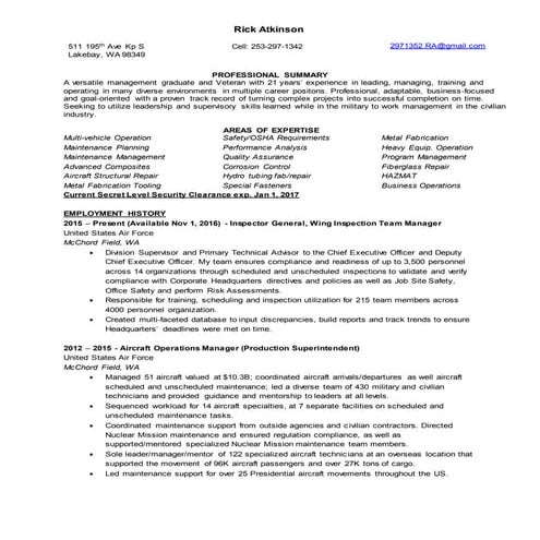 Rick Atkinson- Management Resume | DOCX
