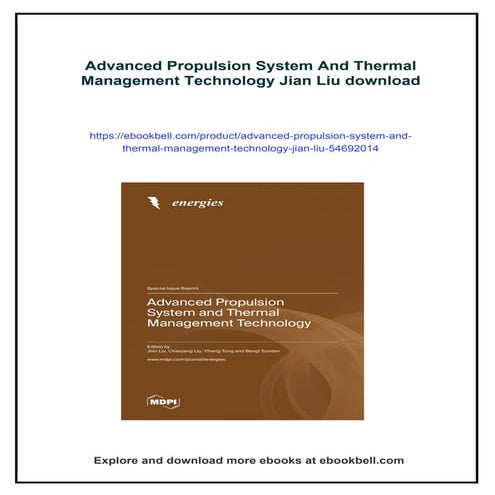 Advanced Propulsion System And Thermal Management Technology Jian Liu | PDF