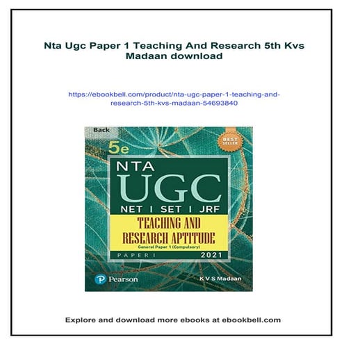 Nta Ugc Paper 1 Teaching And Research 5th Kvs Madaan | PDF