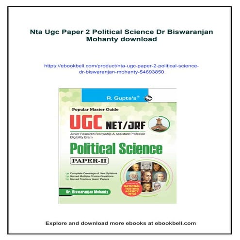 Nta Ugc Paper 2 Political Science Dr Biswaranjan Mohanty | PDF