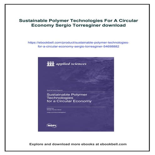 Sustainable Polymer Technologies For A Circular Economy Sergio ...