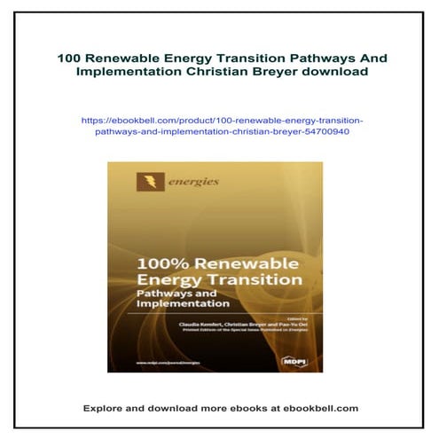 100 Renewable Energy Transition Pathways And Implementation Christian Breyer | PDF