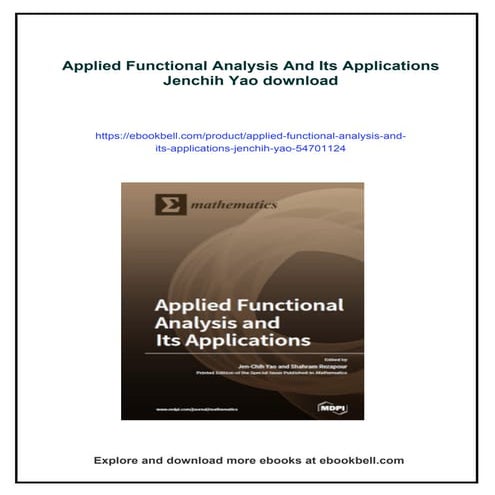 Applied Functional Analysis And Its Applications Jenchih Yao | PDF