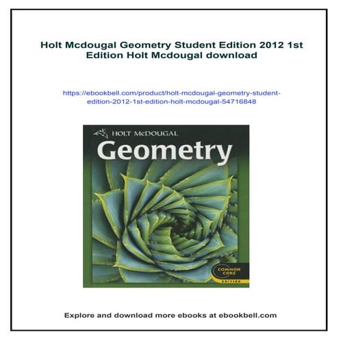 Holt Mcdougal Geometry Student Edition 2012 1st Edition Holt Mcdougal | PDF
