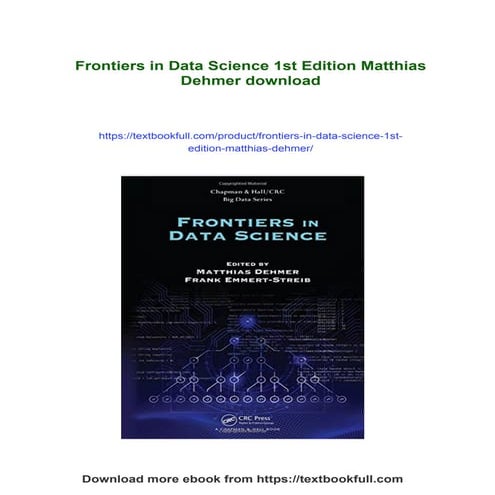 Frontiers in Data Science 1st Edition Matthias Dehmer | PDF