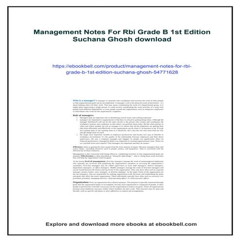 Management Notes For Rbi Grade B 1st Edition Suchana Ghosh | PDF