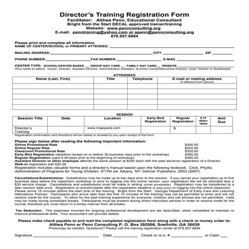 Director's Training Registration Form | DOC