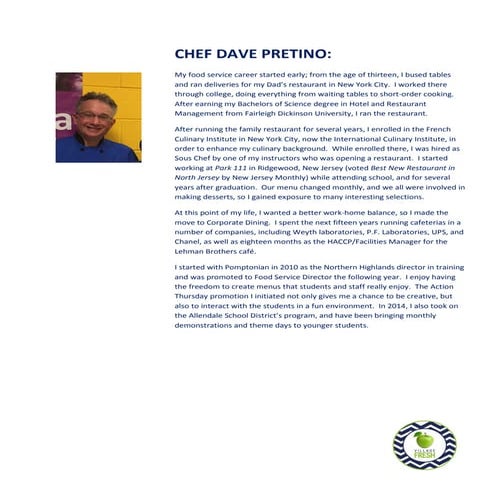 Chef Bio_Dave Pretino | PDF