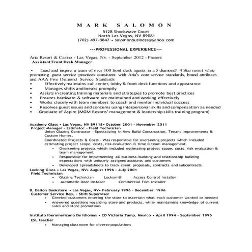 Mark Salomon Resume | PDF