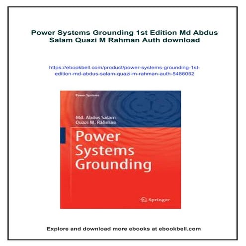 Power Systems Grounding 1st Edition Md Abdus Salam Quazi M Rahman Auth | PDF