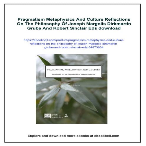 Pragmatism Metaphysics And Culture Reflections On The Philosophy Of ...