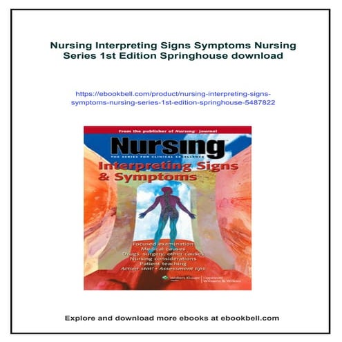 Nursing Interpreting Signs Symptoms Nursing Series 1st Edition ...