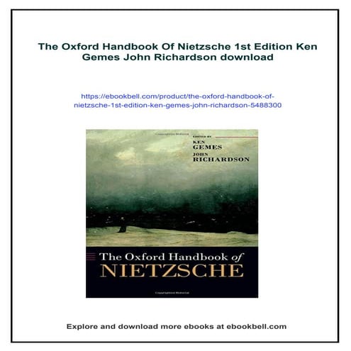 The Oxford Handbook Of Nietzsche 1st Edition Ken Gemes John Richardson ...