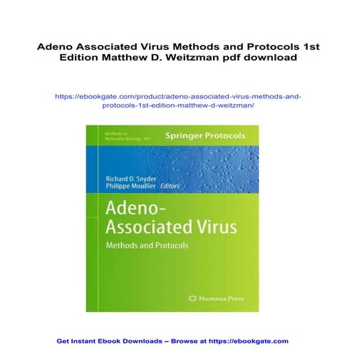 Adeno Associated Virus Methods and Protocols 1st Edition Matthew D ...