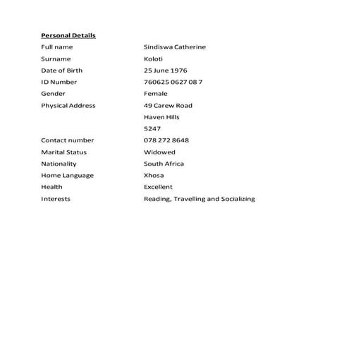 Personal Details | PDF