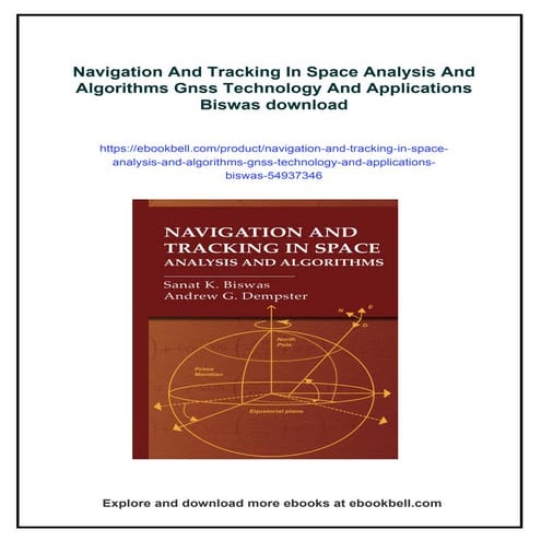 Navigation And Tracking In Space Analysis And Algorithms Gnss Technology And Applications Biswas ...