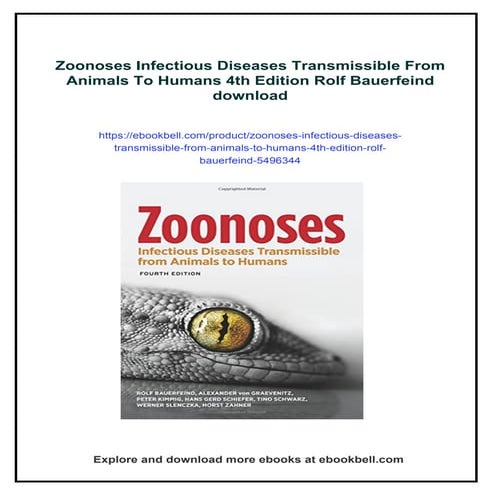 Zoonoses Infectious Diseases Transmissible From Animals To Humans 4th ...