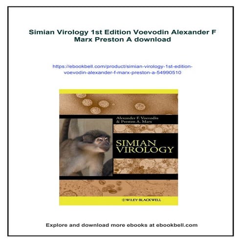 Simian Virology 1st Edition Voevodin Alexander F Marx Preston A | PDF