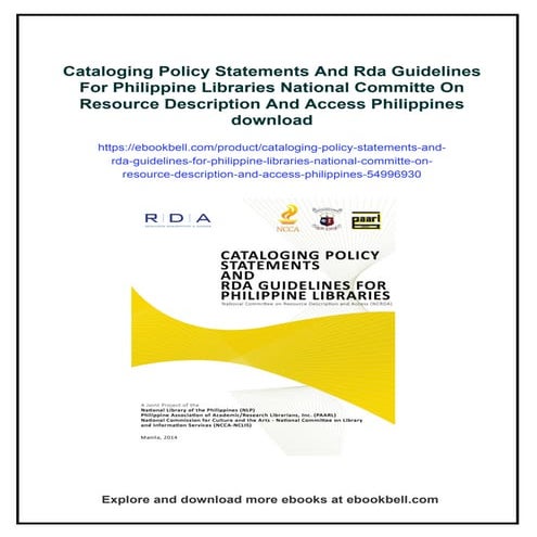 Cataloging Policy Statements And Rda Guidelines For Philippine ...